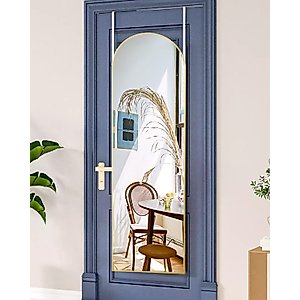 AyeWish Door Mirror, Full Length Mirror Over The Door, 14'' x 48'' Hanging Mirror, Large Arched Mirror,Hanging/Leaning, Home Decor, Gold