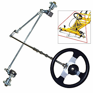 DDBESSIC Go Kart Steering Kit, 640mm Front Steering Wheel Gear Rack Joint Tie Rod & Wheel Assembly Rack Adjustable for DIY 168cc Go Kart UTV ATV Retrofit Replacement