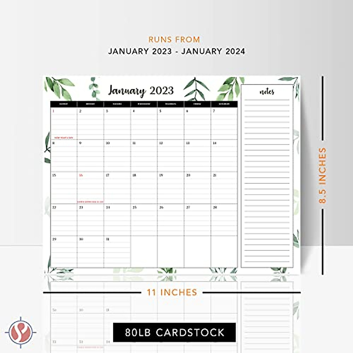 2023 Year Desk Calendar 11" x 8.5" Desktop or Wall Planner, Tear-Off Pad for Easy Planning, Includes a Notes Section To Do's for the Year of 2023