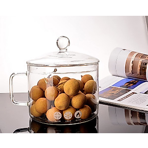 Glass Cooking Pot - 1.5L/50oz Clear Glass Cooking Pot, Glass Saucepan, Simmer Pot With Lid, Easy Grip Handles, Made from Oven, Microwave, Safe for Pasta Noodle, Soup, Milk, Tea