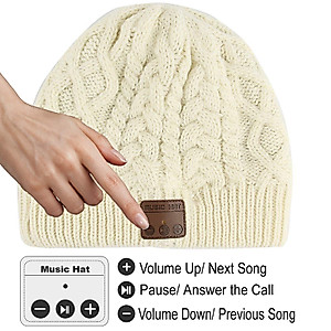 Wireless Beanie Hat Women Beanie Headphones V5.0 Wireless Beanie Headset Winter Cap Over Ear Music Handsfree Outdoor Sports Earphones with Mic Speaker Unisex Men Boys beanie hat