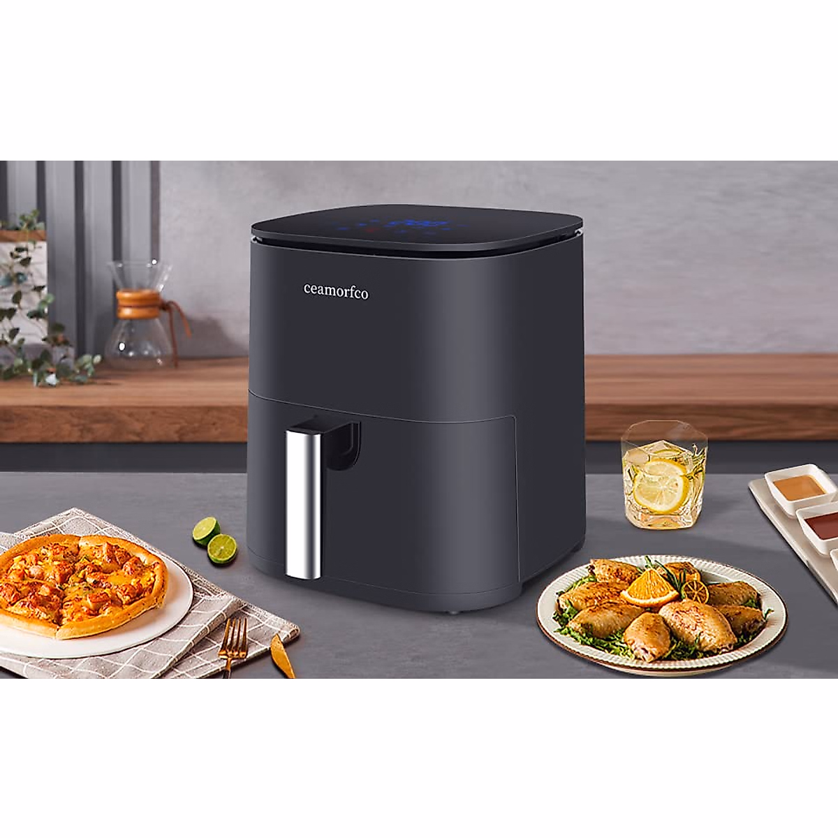 Air Fryer Oven 6 Quart Compact air fryers Oilless Oven 12-in-1 Nonstick and Dishwasher-Safe Basket, Exclusive Recipes, Tempered Glass Display, Custom