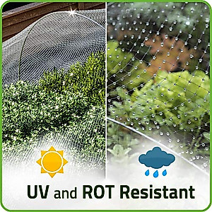 De-Bird Bundle Includes: 8 pk Reflective Repellent Disks & Heavy Duty Bird Netting to Keep Away Woodpecker, Pigeons, and Protect Plants & Fruit Trees