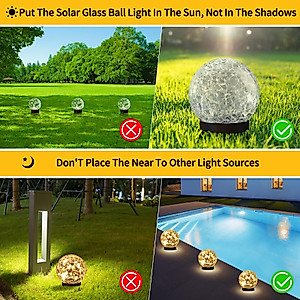 JKIMK Solar Globe Lights Outdoor Waterproof-Solar Balls Garden-Cracked Glass Ball Solar Lights Outdoor-Solar Orbs Outside-Outdoor Decorations Patio & Yard Lawn Backyard Decor (GUO-XBQ-2-2-2)