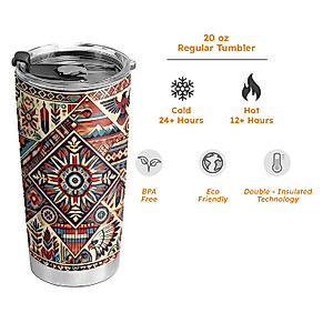 20oz Dreamcatcher Native American Tumbler, Native American Indian Gifts, Coffee Thermos for Women, Men, Stainless Steel Double Wall Vacuum Insulated Coffee Mug, Travel Cup with Lid