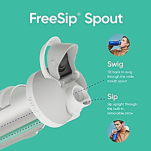 Owala FreeSip Clear Tritan Plastic Water Bottle with Straw, BPA-Free Sports Water Bottle, Great for Travel, 25 Oz, Very, Very Dark