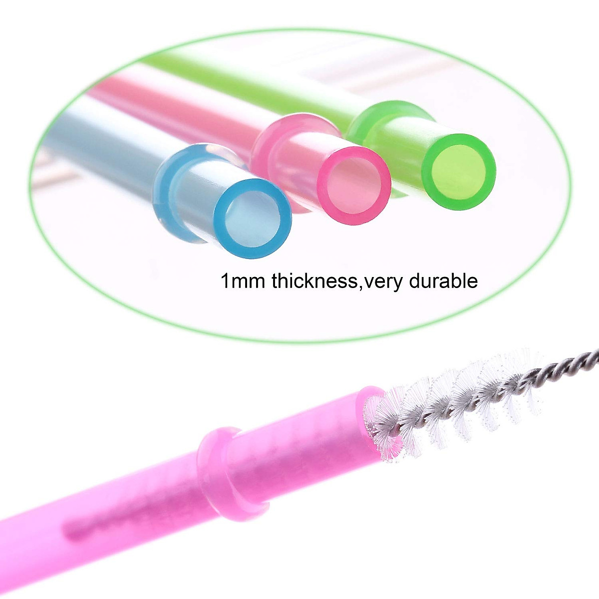 Dakoufish 12 Piece 11 Inch Reusable Plastic Thick Drinking Straws BPA Free Mason Jar Straws Plain Color (11inch,12color)