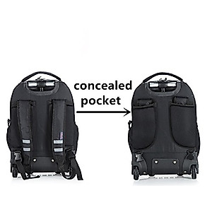 Tilami Rolling Backpack 18 Inch for School Travel, Black