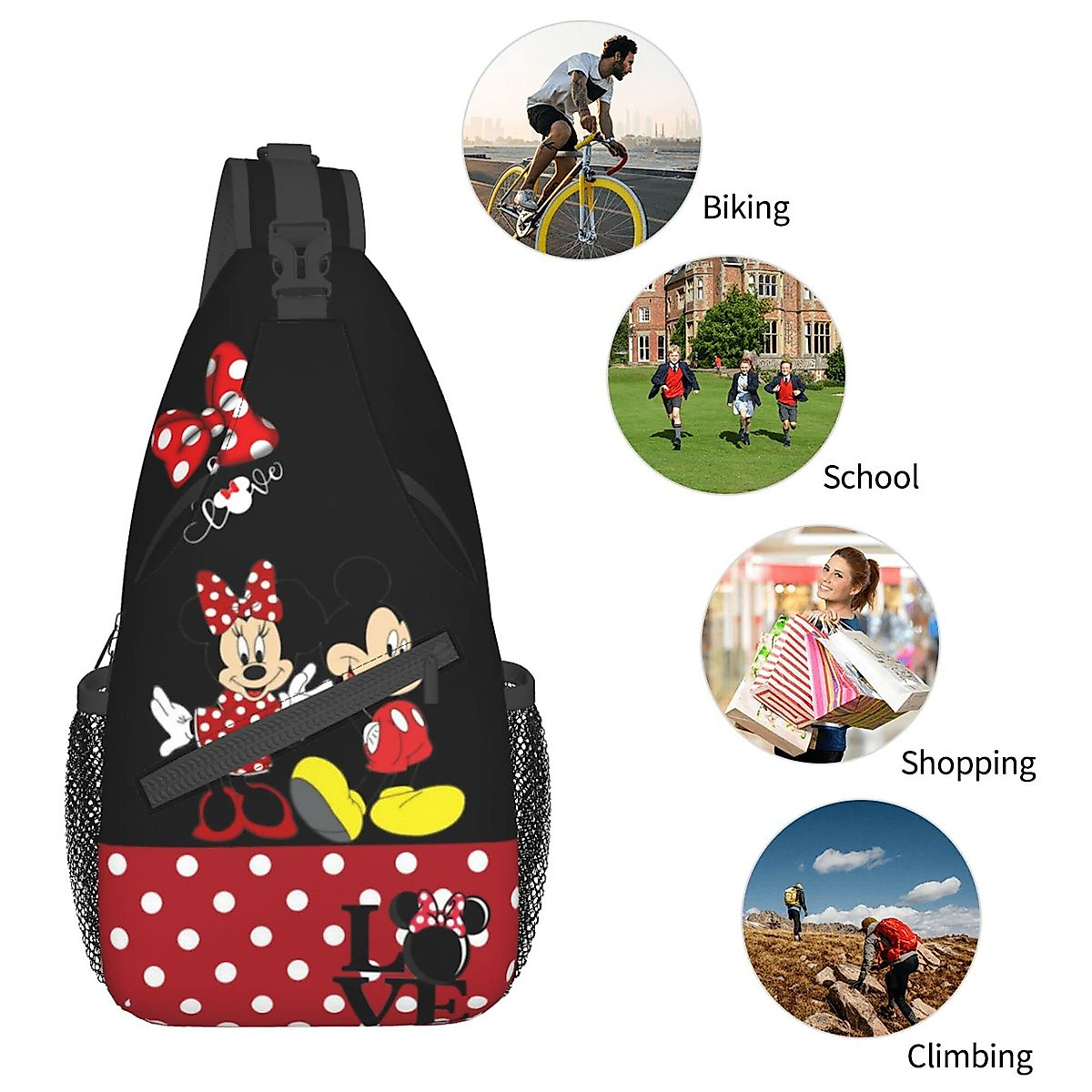 Grehge ute Anime Cartoon Sling Bag Crossbody Backpack Shoulder Bag Lightweight Waterproof Chest Bag For Sports Outdoor Trave -F17