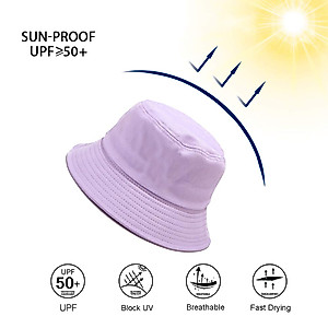 Wheebo Solid Color Bucket Hat for Women Summer Beach Fishmen Hat for Lady Adult Unisex Cotton Cap (A-SC-Lavender)
