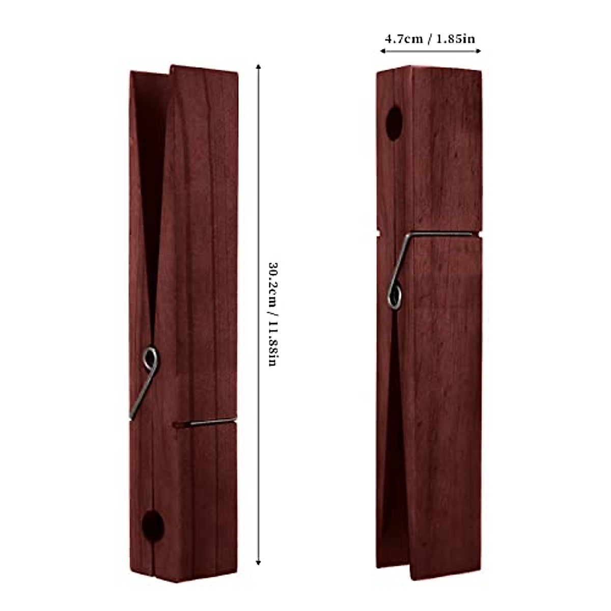 WEMUR 2 Wooden Clothespins, 12-Inch Giant Clothespin Towel Rack, Wooden Natural Giant Clothespins for DIY Crafts, Wedding and Bathroom Decoration (Dark) (WEMUR05)