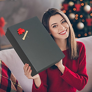 Giftilious Black Gift Boxes, a Set of 5 Gift Boxes with Lids for Presents, Pre-Wrapped Boxes for Gifts, Sturdy Present Box for Christmas, Birthdays, Anniversaries, Festivals or Special Celebration