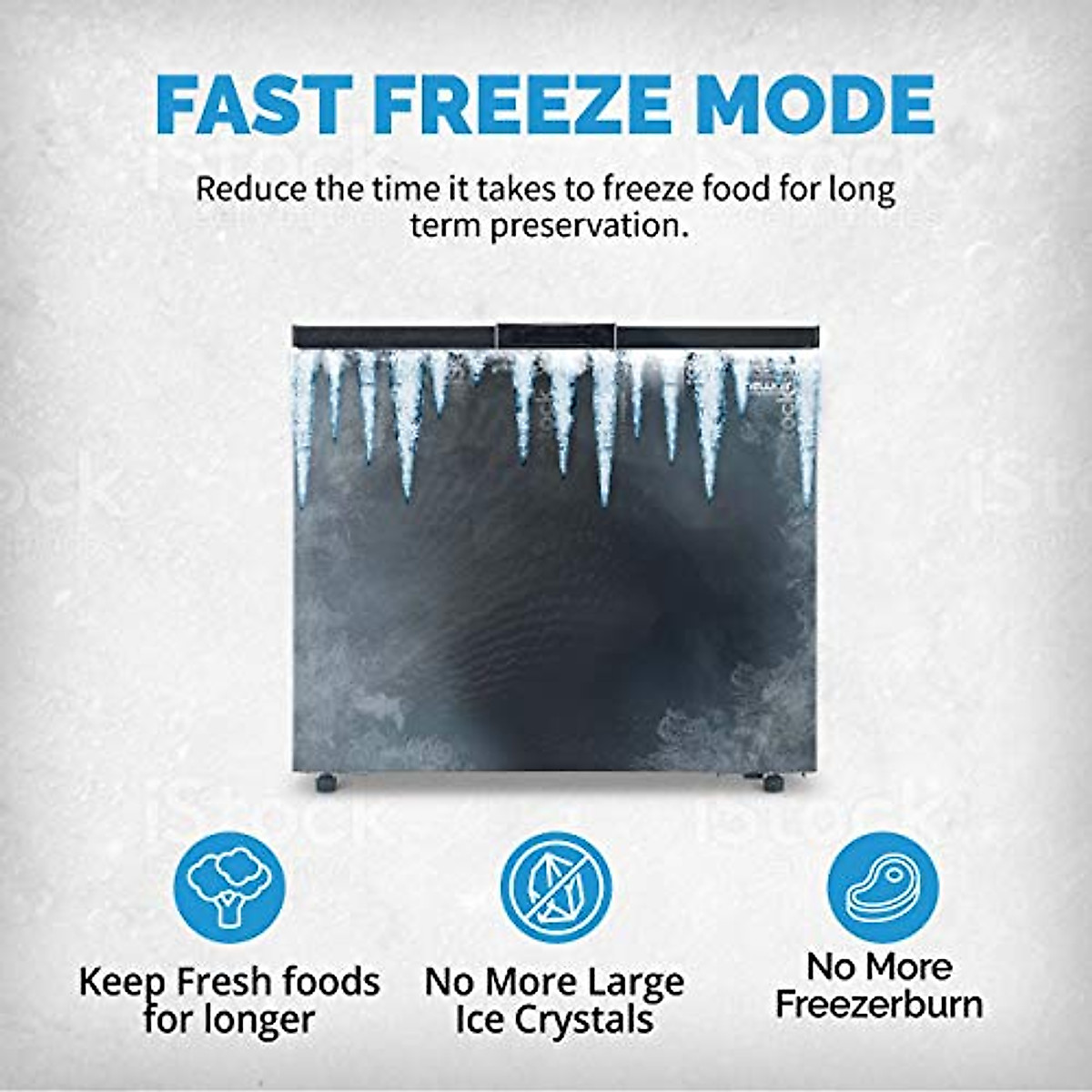 Newair Chest Freezer - 6.7 Cubic Feet Reach In Freezer Chest - Quiet Freezer with Digital Temperature Control, Open Door Alarm, and Fast Freeze Mode - Black