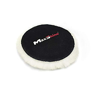 Maxshine 6” Wool Buffing Polishing Pad – Hook and Loop, Professional 100% Natural Wool Pad, Removing Scratches & Oxidation
