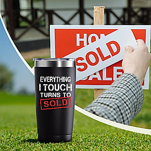 WOELIVE Realtor Gifts - Closing Gifts for Realtors - Everything I Touch Turns To Sold - Real Estate Agent Gifts for Women Men - Cool real estate agent supplies -20oz Insulated Stainless Steel Tumbler