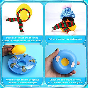 KINBOM Car Duck Decoration Dashboard, Rubber Duck Car Ornament Accessories Winter Style Yellow Duck Décor for Car Interior Dashboard Office Desk Bedroom Boys Girls (Blue Hat)
