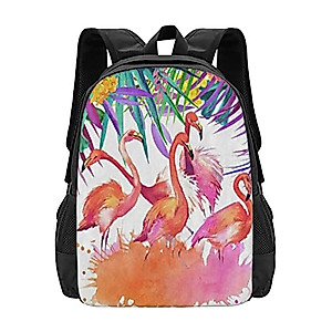 Tropical Flowers Leaves Flamingo Casual Backpack School Bag Laptop Travel Backpack for Men Women
