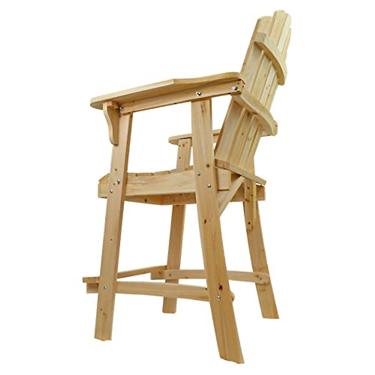 Westcharm Balcony Tall/Counter High Adirondack Chair with Footrest for Outdoor Outside Garden - Unfinished Natural Wood