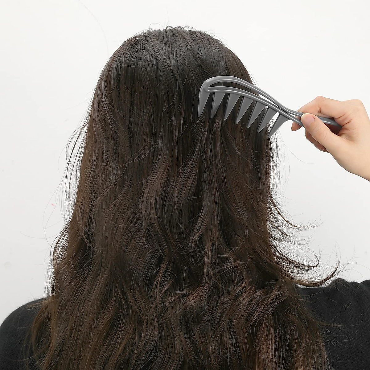 2 Pcs Wide Tooth Comb, Large Texture Combs Wide Tooth Curl Comb Shark Teeth Hairstyle Tool for Curly Wet Wavy Thick Hair Wigs Barber Salon, Women Men (Black)