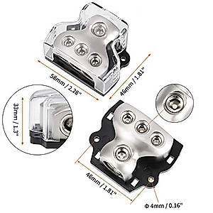 VonSom 3 Way Power Distribution Block, 1x 0 Gauge in / 3X 4 Gauge Out Amp Power Distribution Ground Distributor Connecting Block for Car Amplifier Audio Splitter 2 Pack