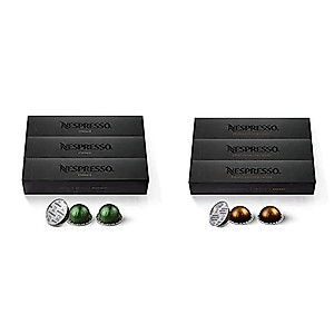 Nespresso Capsules VertuoLine, Stormio, Dark Roast Coffee, 30 Count Coffee Pods, Brews 7.8oz & Capsules VertuoLine, Double Espresso Chiaro,Medium Roast Espresso Coffee, Coffee Pods, 30 Count