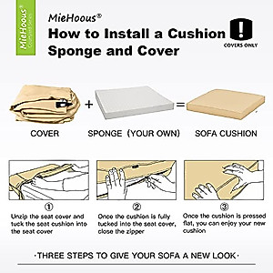Miehoous Patio Cushion Covers, Windproof Water Resistant Outdoor Sectional Sofa Replacement Cushion Covers with Zipper, Covers Only (13X22X3 2Pack)
