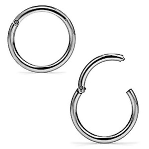 SCERRING 3 Pairs 16G G23 Titanium Hinged Clicker Segment Septum Nose Lip Ring Hoop Cartilage Tragus Sleeper Earrings Body Piercing Jewelry 8mm 10mm 12mm