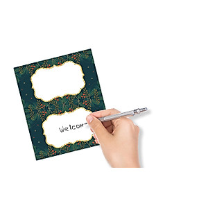 Table Place Card, Christmas Themed Tent Style Cards, Pack of 25 Half-Fold Reception Place Card, Perfect for Christmas Party, Wedding, Bridal & Baby Shower, Birthday, Banquet and Special Events A19