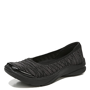 BZees Women's Legato Slip-On Flat Ballet, Black, 8