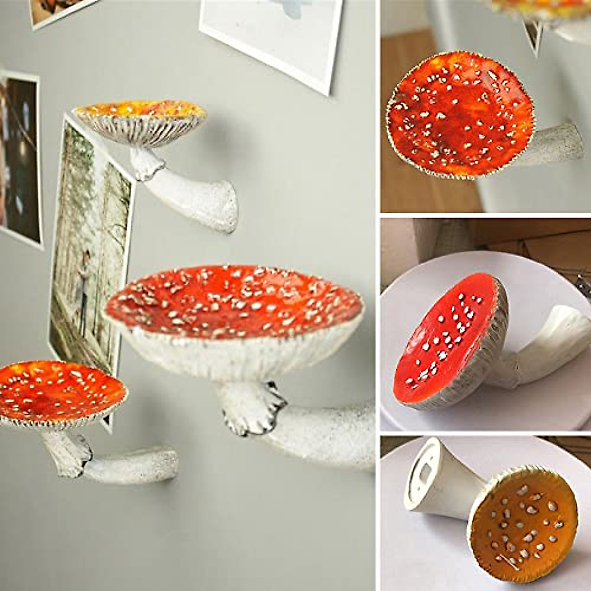 XHONG Mushroom Hanging Shelf Decor, Wall Floating Shelf Frame Amanita Shaped, Wall Hanging Storage Rack Wall Storage Shelves for Bedroom Living Room Wall Decoration-S+M+L