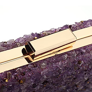 Elegant Sparkling Glitter Evening Clutch Bags Bling Evening Handbag Purses For Wedding Prom Bride (Purple) One Size