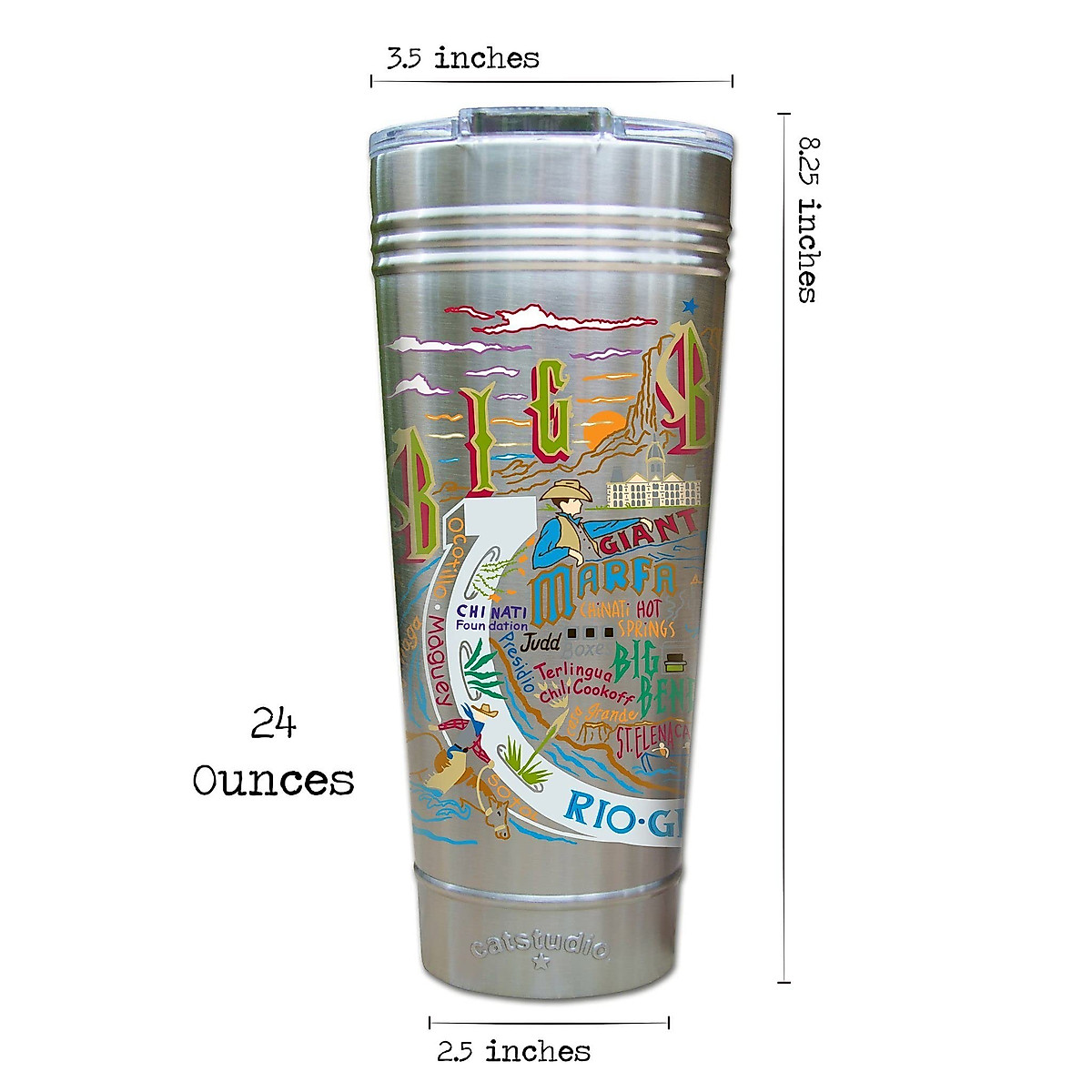 Catstudio Big Bend Thermal Tumbler | Triple Wall Insulation With Non Slip Bottom | Great Travel Cup for Water, Coffee, Tea, or Smoothies