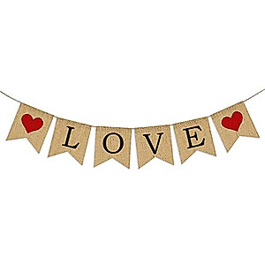 Love Burlap Banner | Valentines Day Decorations | Valentines Garland | Valentine Photo Props | Engagement Banner Decorations | Wedding Banner Decorations | Anniversary Banner Decorations