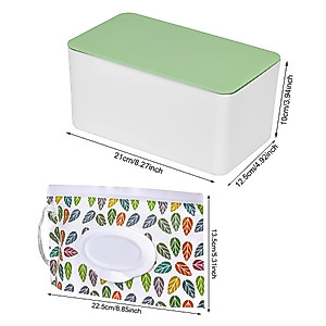 TORASO Large Size, 2 PCS Baby Wipes Dispenser with Lid and 2 PCS Pouch with Lid, Baby Wipe Holder Keeps Wipes Fresh Simple Style Wipe Container Regular Storage Case Box (GN,WH+2,Large)
