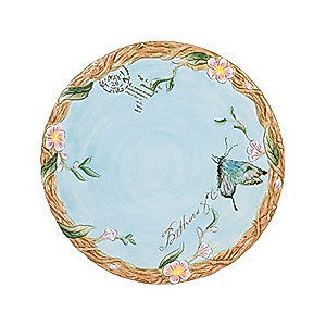 Fitz and Floyd Toulouse Footed Cakeplate Serve Platter, 11.25 Inch, Blue