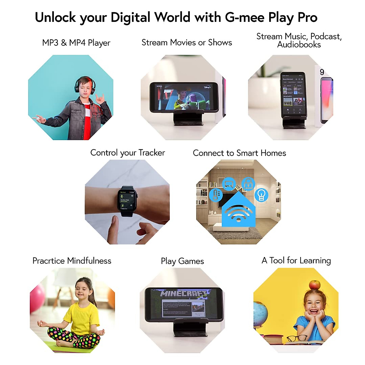 G-Mee Play Pro-64GB Android 12 Smartplayer, Use Like an 'Android iPod, Mp3 Player w/Bluetooth & Wi-Fi, Spotify Music Player/Mp4 Player & More, Kids' Safe Device w/Parental Controls