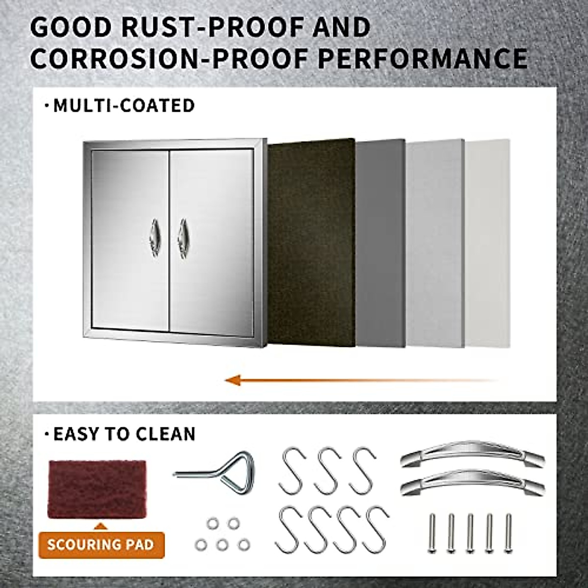 HONYTA Double Access Door 24W x 24H Inch, Stainless Steel BBQ Double Access Door Vertical to The Wall, Indoor Kitchen and Outdoor Kitchen Door for BBQ Island, Outdoor Kitchen Storage