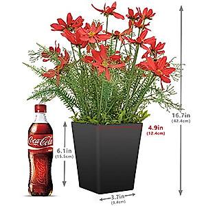 Luxsego Silk Artificial Flowers Coreopsis Faux Flowers, Potted Floral Decor for Garden, Wedding, Office Table Decor Gifts Idea for Her or Him, Decorative Home Accessories(16.7in, Red)