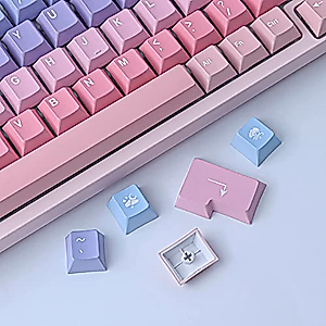 JOMKIZ PBT Keycaps, 129 Keys Dye Sublimation Cherry Profile Keycaps with 6.25U Spacebar Colorful Clouds Keycap Set for Cherry MX Switches ISO/ANSI Layout Mechanical Keyboards