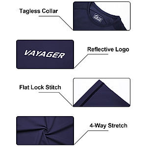 VAYAGER Men's Swim Shirts Rash Guard UPF 50+ T Shirts Quick Dry Loose Fit Water Surfing Shirt(Navy-XL)