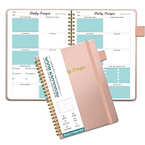 Regolden-Book Prayer Journal for Women, Daily Bible Journal, Devotional Journal, Verse Inspirational Writing Spiral Notebook for Christian Gifts, Lasts 6 Months (8.5x5.5”), Rose Gold