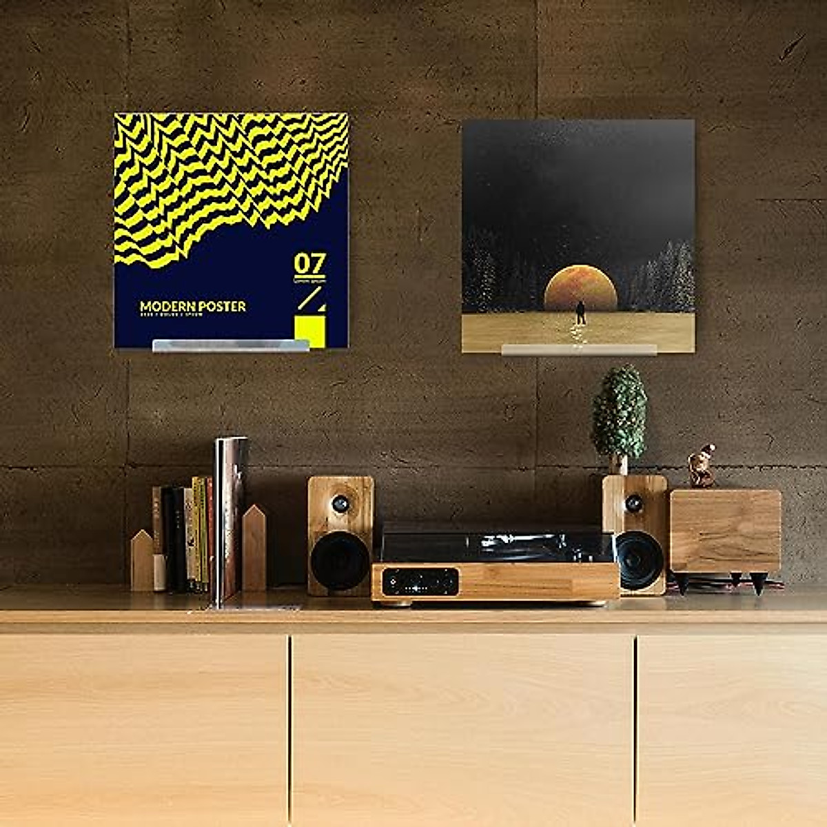 UEMIS Clear Floating Shelf Rack, 6 Pcs Record Wall Mount, Acrylic Wall Ledge Shelves with Screws and Tape,Floating Acrylic Bathroom Shelves, Acrylic Wall Mount Shelf for Store Home Office Apartment.