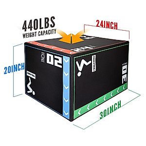 Holleyweb 3 in 1 Foam Plyometric Jump Box Jump Training & Conditioning-Plyo Jump Box for Jump Training Fitness Workout Exercise