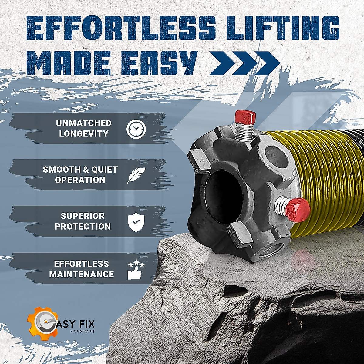 Garage Door Torsion Spring 250x2x29 for Right Side of Garage Door with 1" Steel Bearing and Winding Bars Precision E-Coating 5-Year Warranty Minimum 30,000 Cycles (Black Cone)