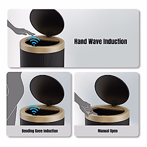 URALFA Automatic Motion Sensor Bathroom Trash Can with Lid, 10.5 Liter / 2.8 Gallon Touchless Trash Bin, Smart Dog Proof Garbage Can, Small Waste Basket for Toilet, Office, Bedroom (Dark Grey)