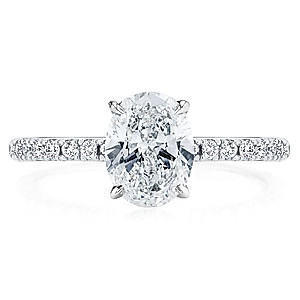 Bo.Dream 2ct Oval Cut Cubic Zirconia CZ Engagement Ring Rhodium Plated Sterling Silver Size 5.5