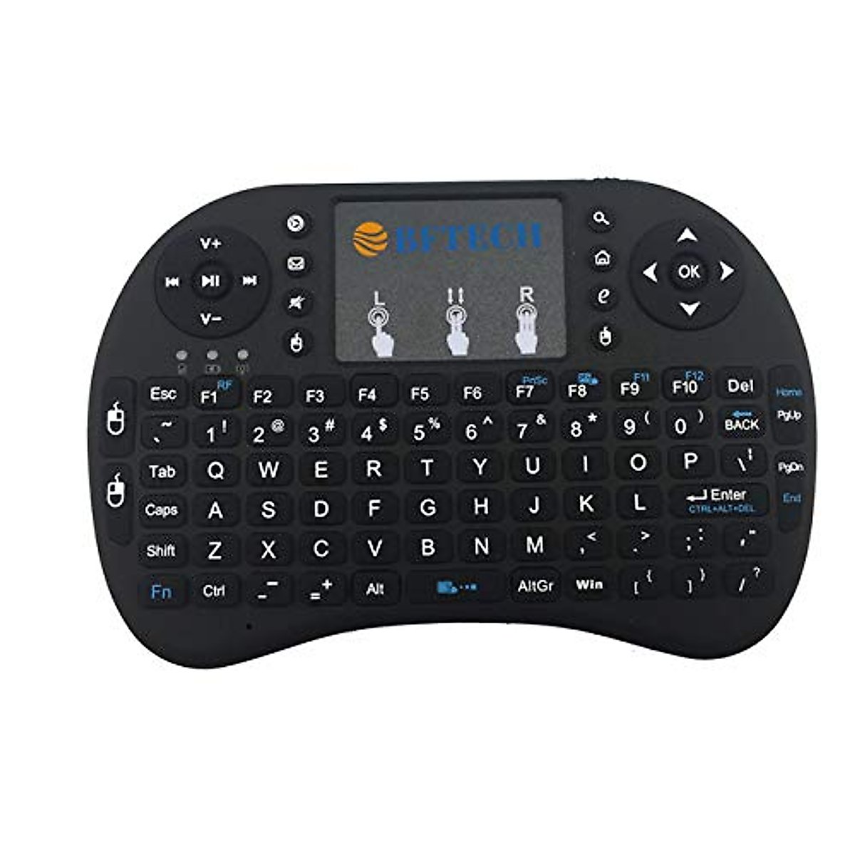 BFTECH 2.4GHz Mini Wireless Keyboard with Touchpad Mouse,Handheld Remote,Pi 2/3,KODI Android TV Box, HTPC/IPTV, Windows 7 8 10