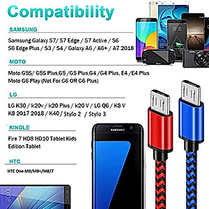 Micro USB Quick Charger Cable 2Pack 10FT Long Android Phone 2.1A Fast Charging Cord for Samsung Galaxy S7 S6 Plus/Edge/Active,J3 Luna Pro/Prime J7 Star/Crown,Note 5/4,LG Stylo 3 2 K30 K20,PS4 Pro