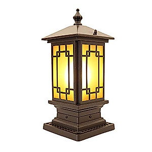 SZHANG Chinese Style Outdoor Waterproof IP65 Courtyard Lighting Fixtures Terrace Lights Gate Pillar Lights Creativity Fences Home Landscape Garden Outdoor Villa Pillar Lights Mains Wiring Type