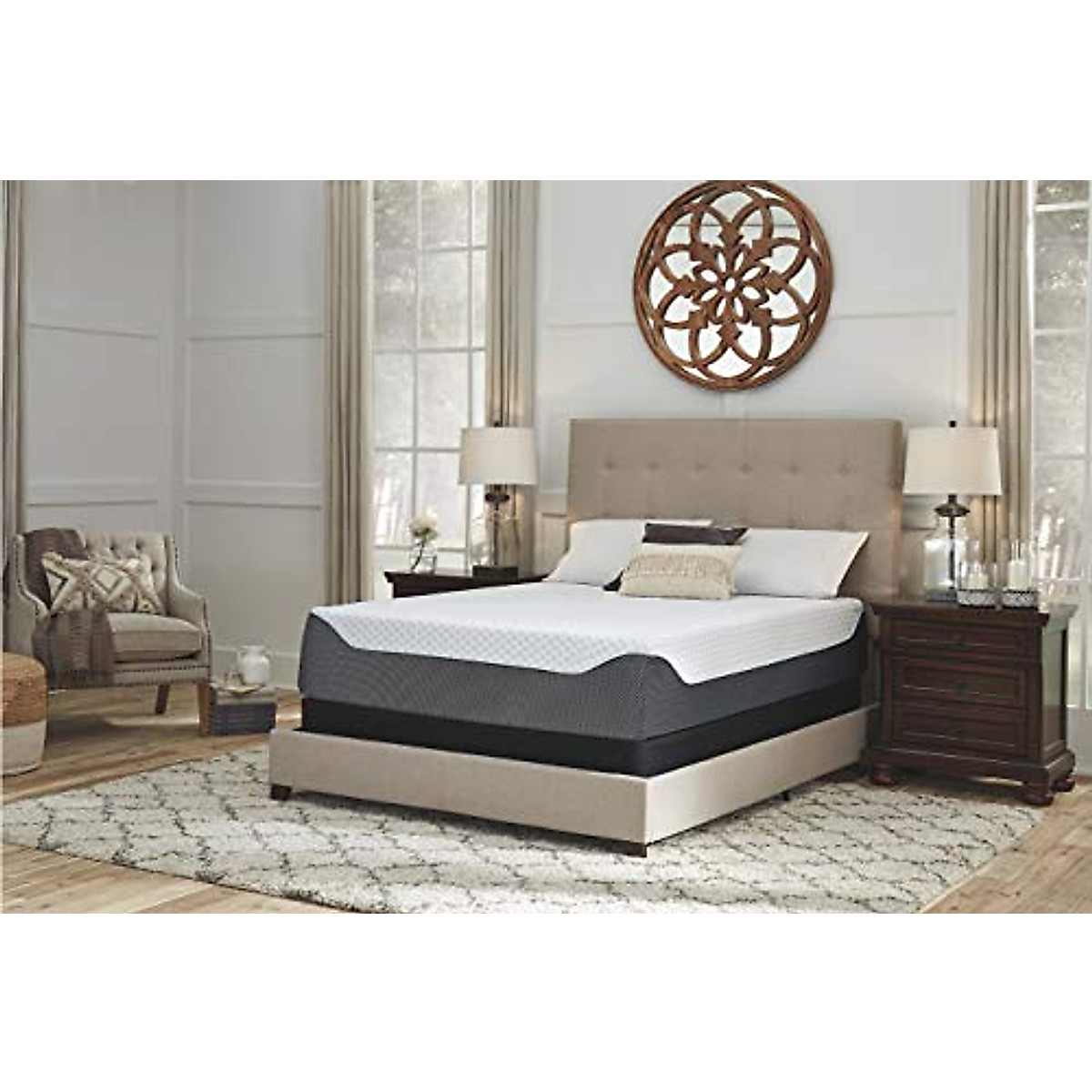 Signature Design by Ashley 14 Inch Elite Plush Mattress, Green Tea & Charcoal Infused Gel Memory Foam, Queen
